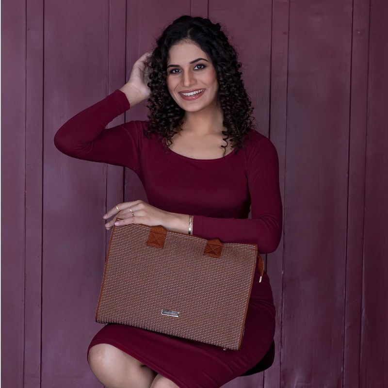 Buy Joon Blu Rust Laptop Tote Bag with Detachable Strap (M) Online