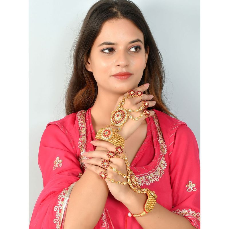 Buy Silvermerc Designs Traditional Rajputi Pochi Hathphool Bracelet ...