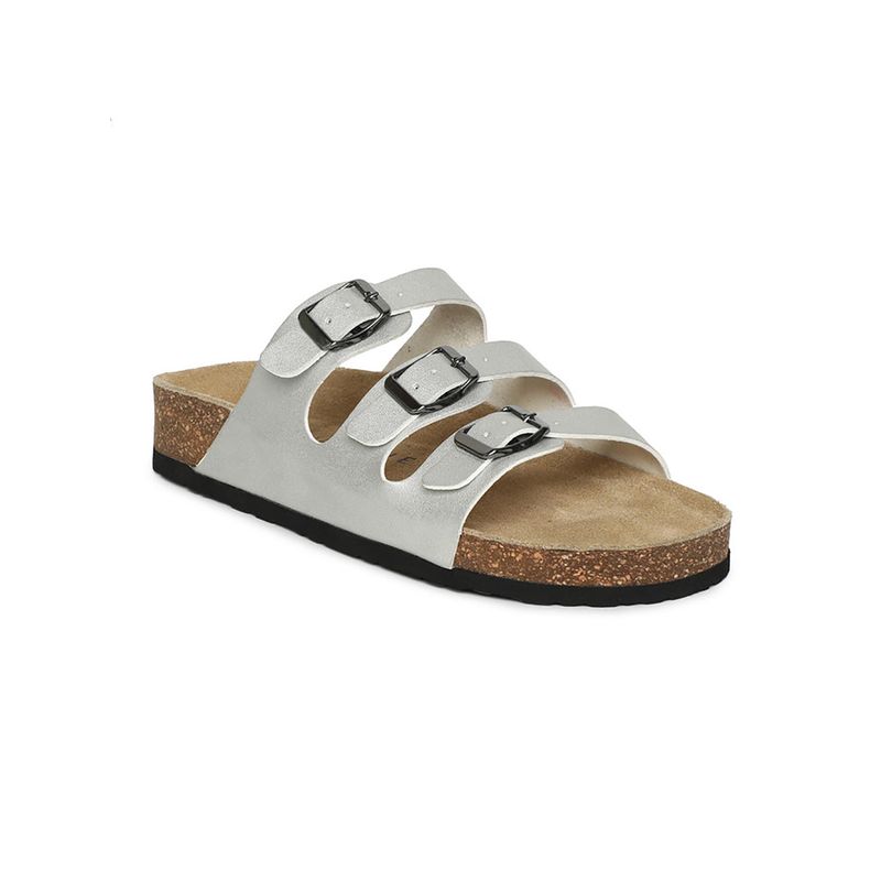 Buy HF Journey Women Reva Silver Triple Strap Sandals Online
