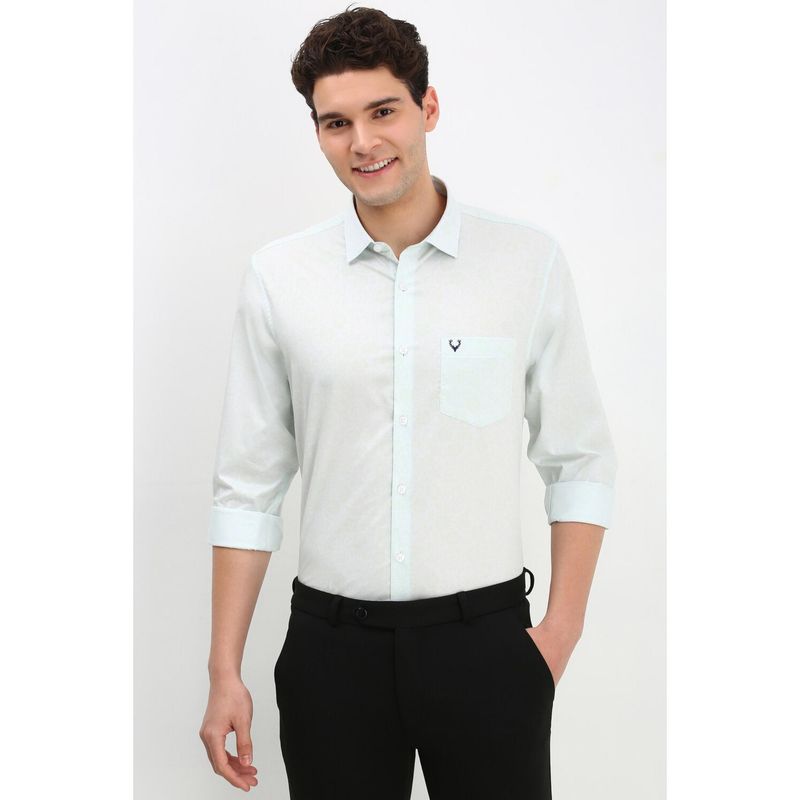 Buy Allen Solly Men Green Slim Fit Floral Print Full Sleeves Formal ...