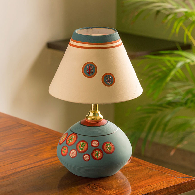 Buy ExclusiveLane Oasis In Light Matki Shaped Hand-painted Table Lamp ...