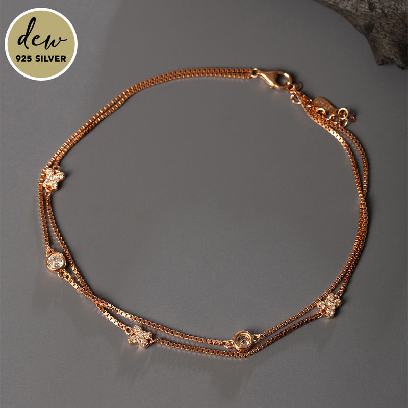 Buy Dew by PB Embellished Rose Gold Anklet Online
