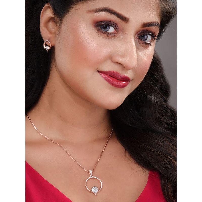 Buy Saraf RS Jewellery Rose Gold Plated Circular Pendant Necklace (Set ...