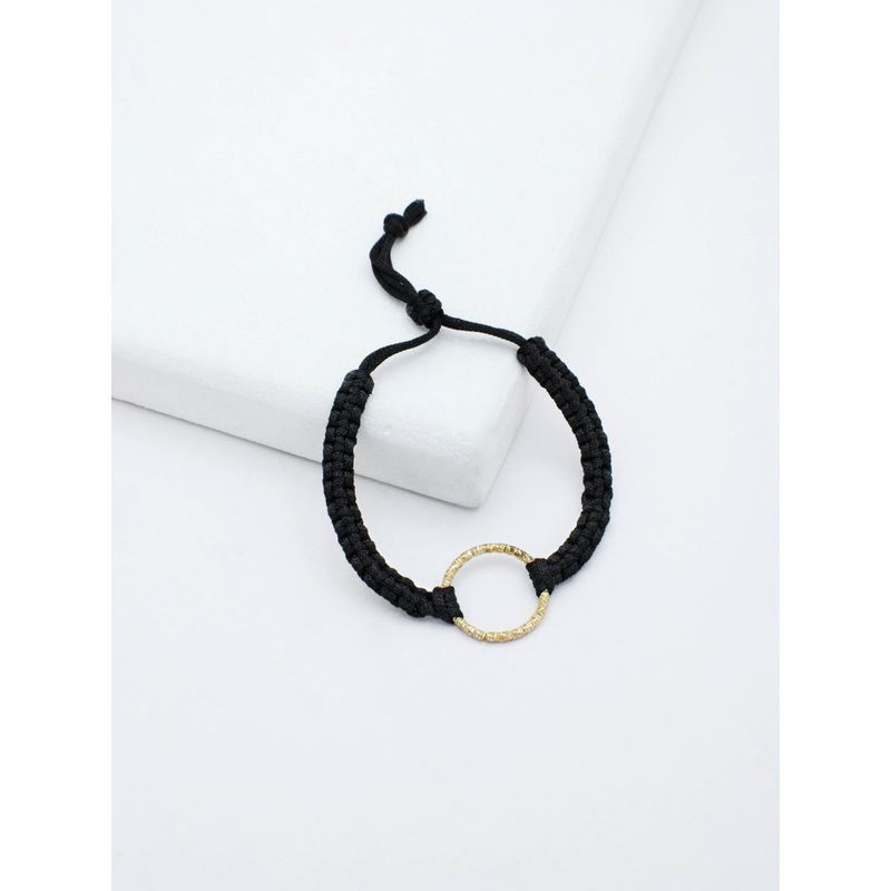 Buy Rhea Gold Mini Ring Black Thread Bracelet Online