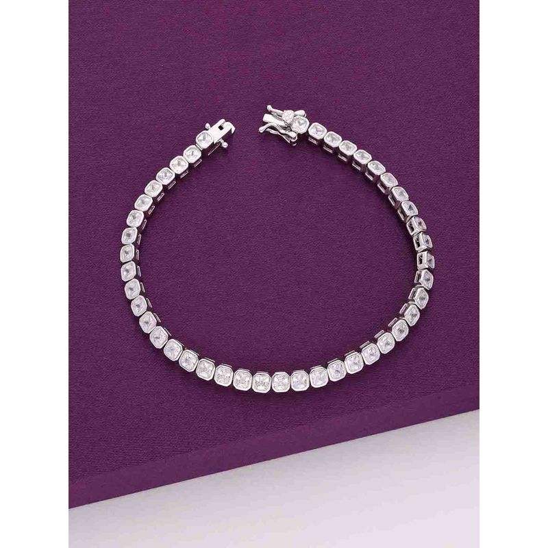Buy Kai Jewel String Of Small Squares Zircon Silver Tennis Bracelet ...