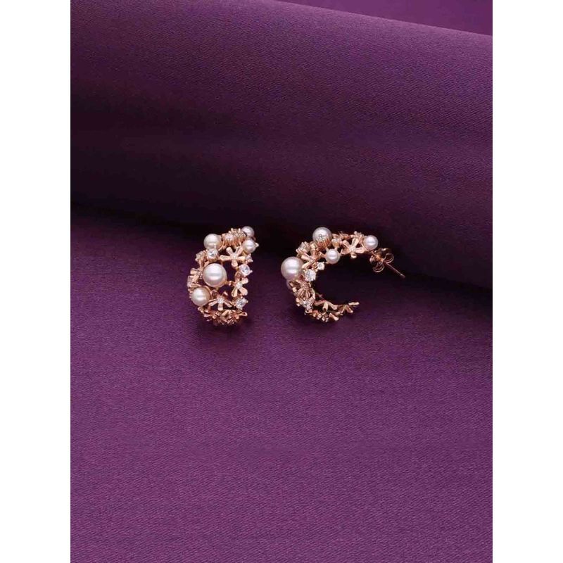 Buy Kai Jewel Sterling Twirly Pearl Silver Hoops Earrings - Rose Gold ...