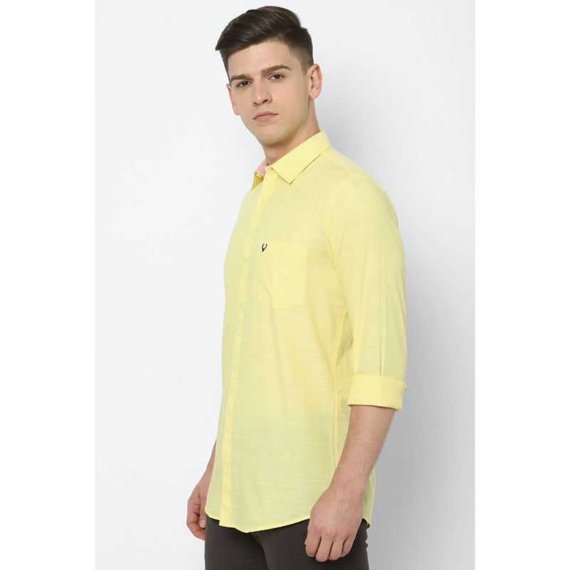 Buy Allen Solly Men Yellow Slim Fit Textured Full Sleeves Casual Shirt ...