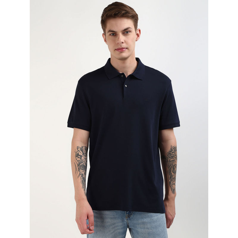 Buy Calvin Klein Men Navy Blue Color Polo T-Shirt Online