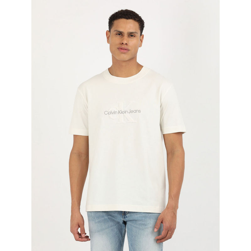 Buy Calvin Klein Men Off White Color T-Shirt Online