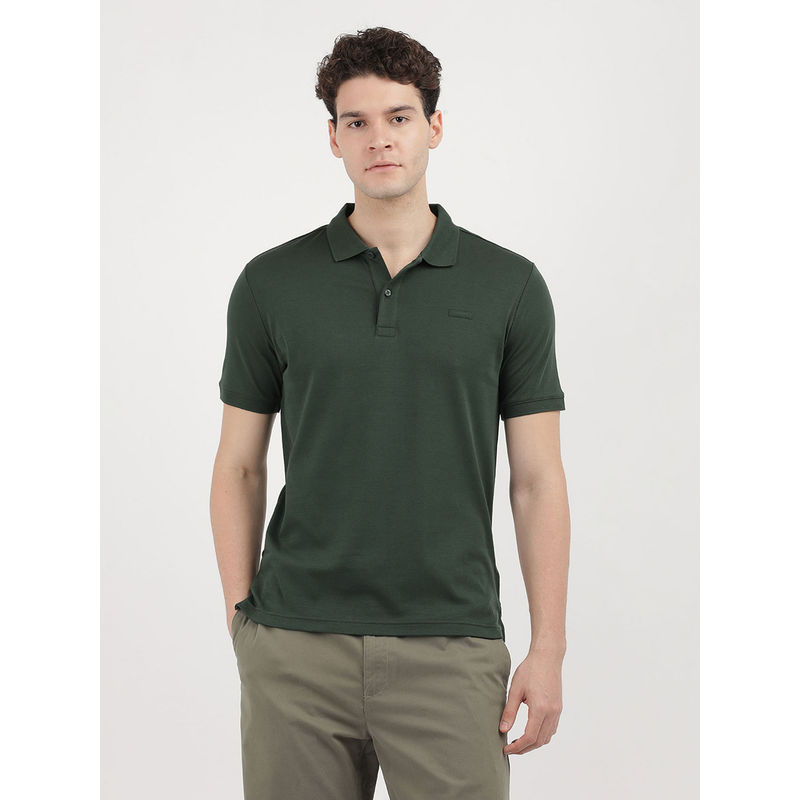 Buy Calvin Klein Men Green Color Polo T-Shirt Online