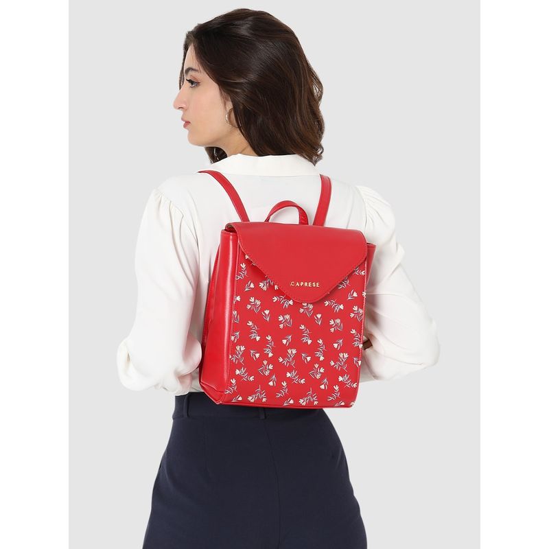 Buy Caprese Womens Merida Large Red Printed Backpack Online