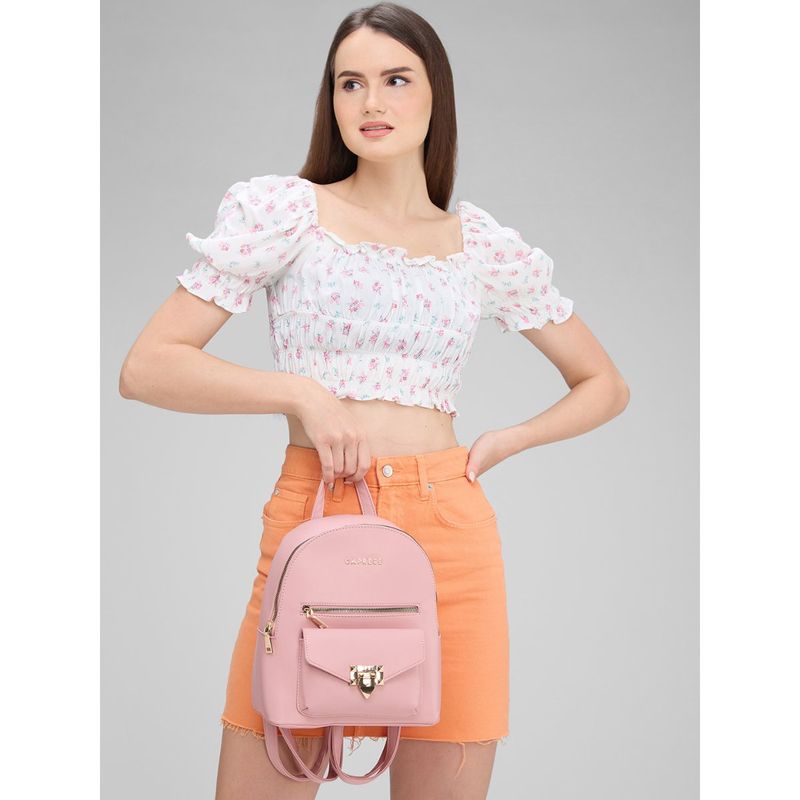 Buy Caprese Womens Rabina Fashion Medium Pink Solid Backpack Online