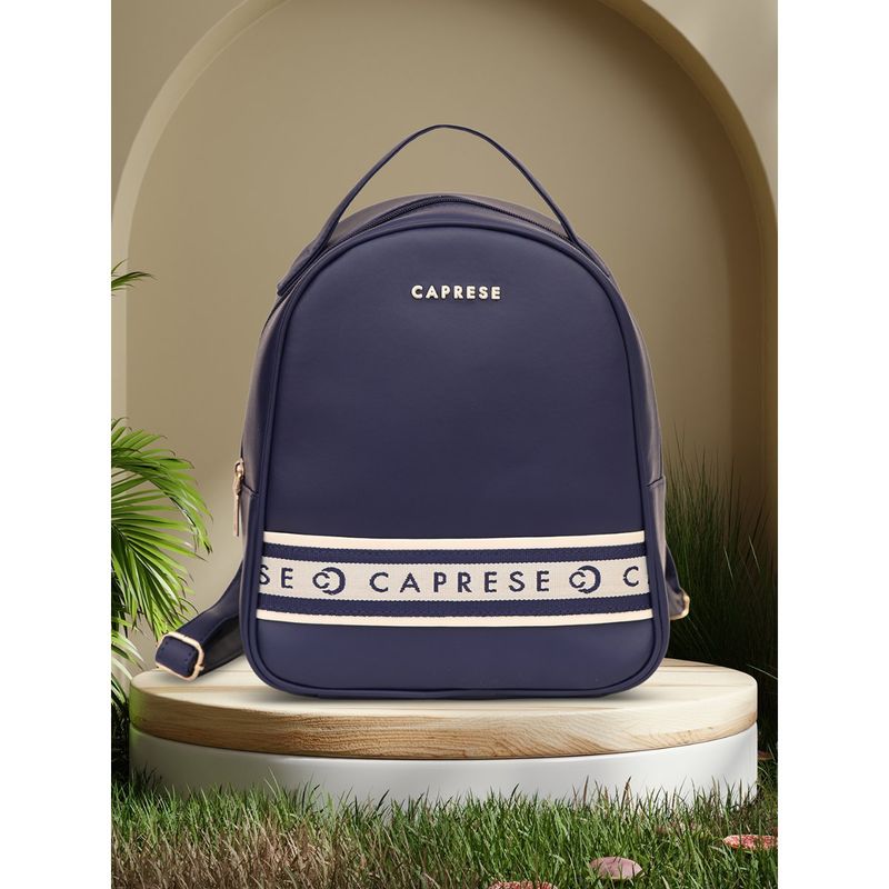 Buy Caprese Womens Trinity Fashion Medium Navy Blue Solid Backpack Online