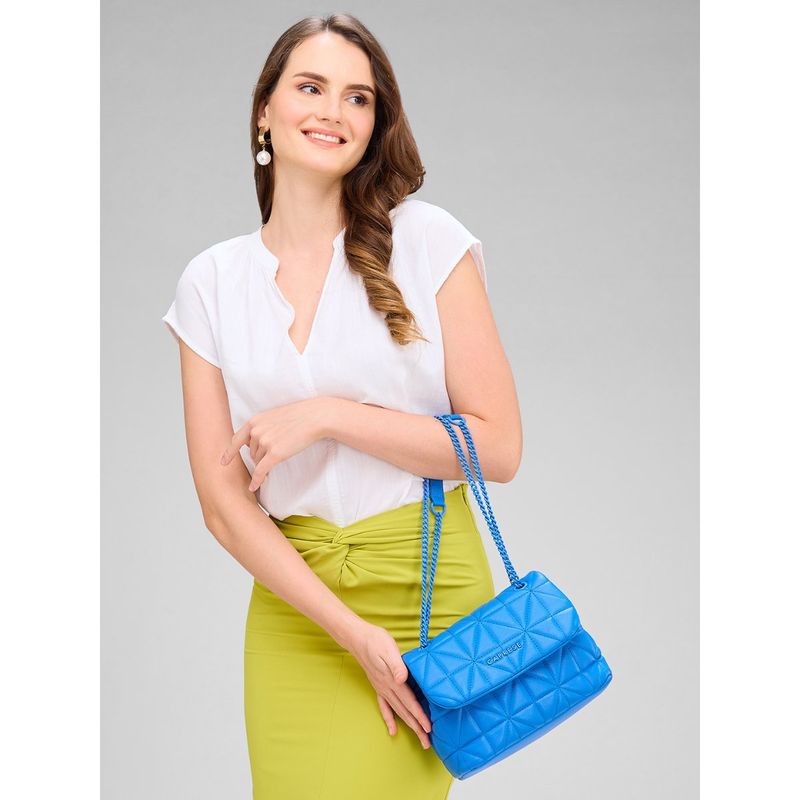 Buy Caprese Womens Rabi Blue Medium Black Solid Sling Bag Online