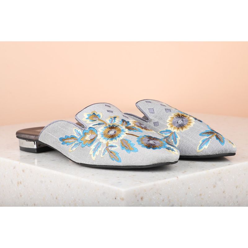 Buy Inc.5 Embroidered Grey Mules Online