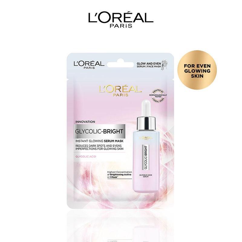 Buy L'Oreal Paris Glycolic Bright Glowing Serum Sheet Mask, Face Mask ...