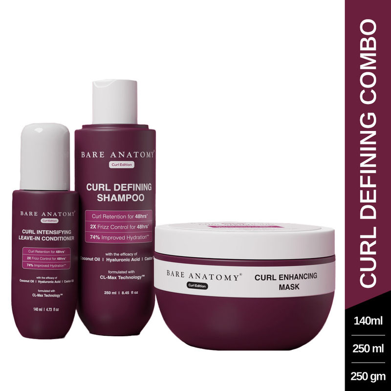 Buy Bare Anatomy Curl Defining Shampoo + Mask + Leave In Conditioner Online