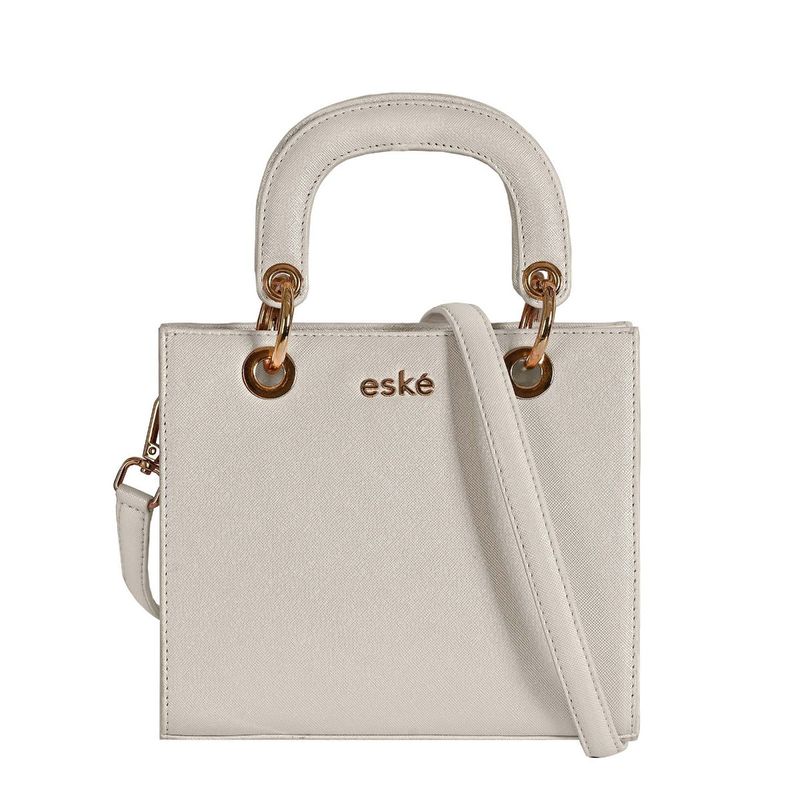 Buy Eske Sofia White Solid Vegan Leather Handbag Online
