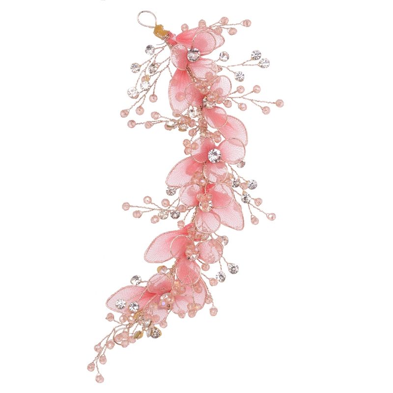 Buy Saraf RS Jewellery Gold Toned & Pink Stocking Flowers Beaded Tiara ...