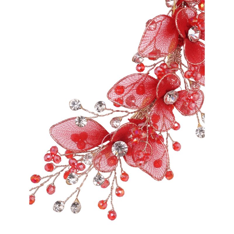 Buy Saraf RS Jewellery Gold Toned & Red Stocking Flowers Beaded Tiara ...