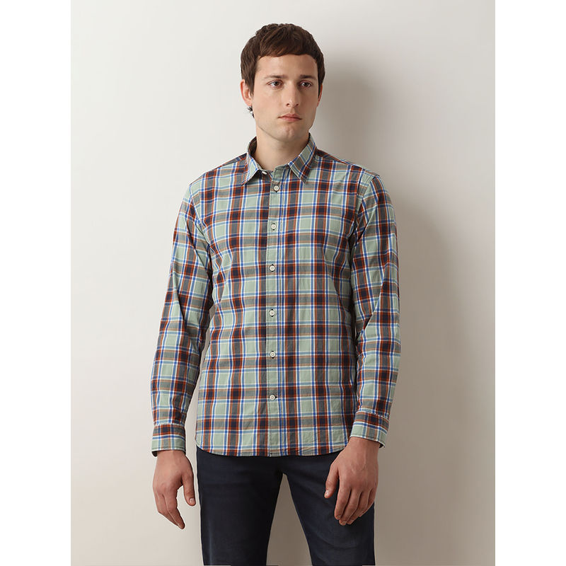 Buy Selected Green Check Full Sleeves Shirt Online