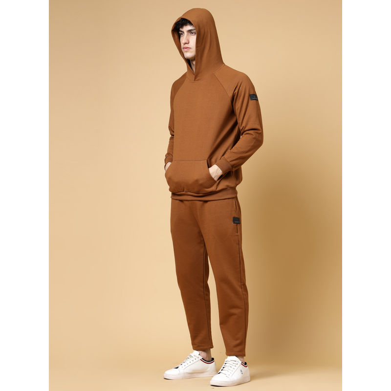 Buy RIGO Men Brown Oversized Solid Fleece Co-Ord (Set of 2) Online