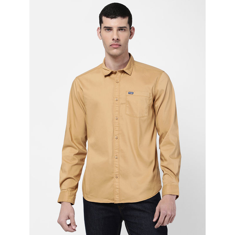 Buy Wrangler Men Mustard Checkered Slim Fit Shirt Online