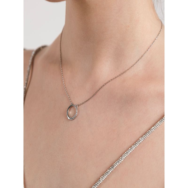 Buy Velvet Imperial Silver Half Moon Studded Pendant Necklace - 925 ...