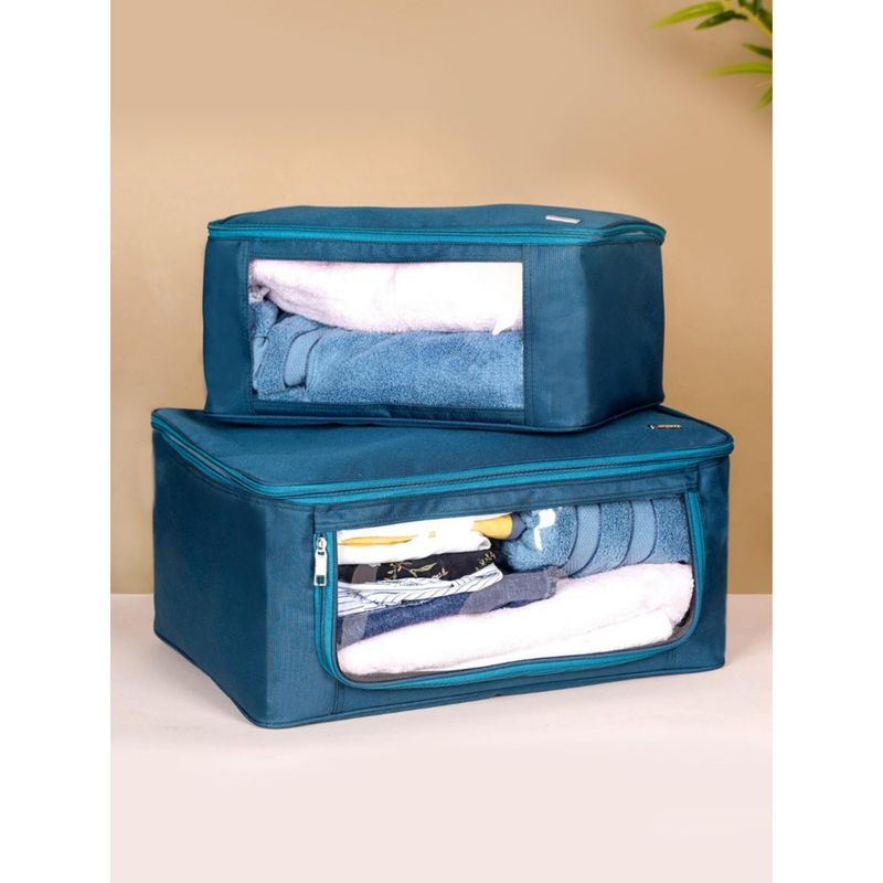 Buy Nestasia Set of 2 Teal Storage Bag For Clothes With Transparent ...