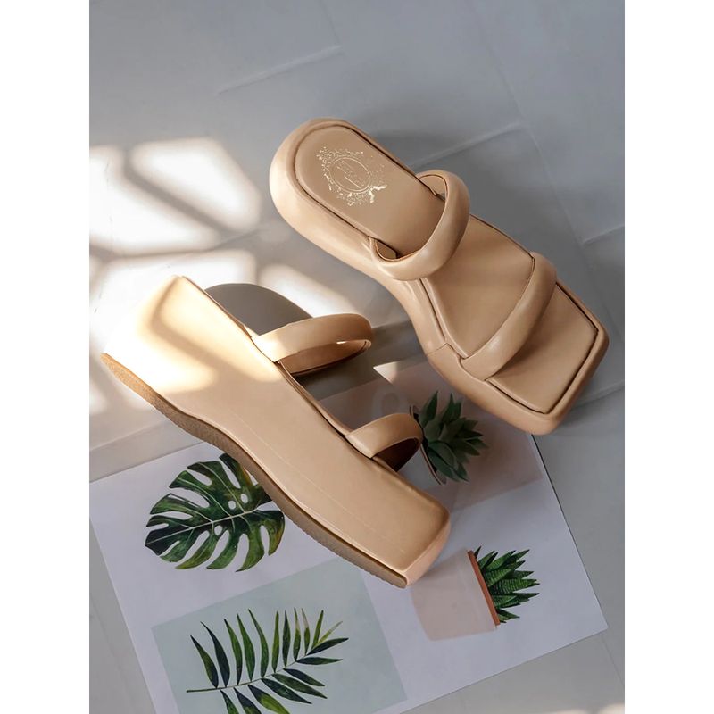 Buy Shoetopia Comfortable Stylish Beige Platform Wedges for Women ...