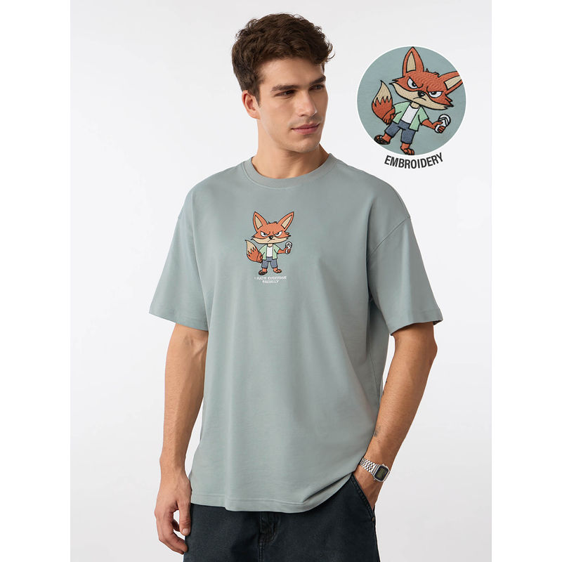 Buy The Souled Store Men Grey Embroidered T-Shirt Online