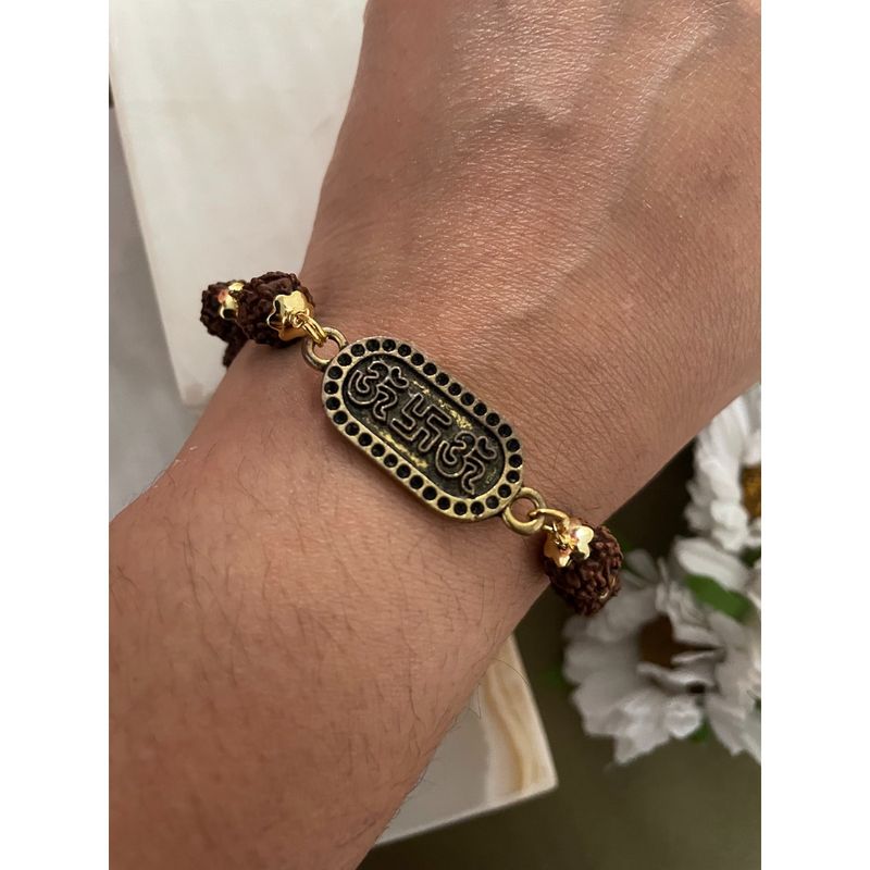 Buy Digital Dress Room Om Swastik Urja Symbol Rudraksha Bracelet Online