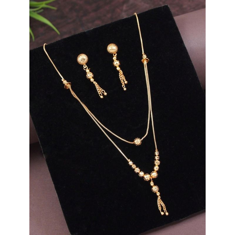 Buy I Jewels Gold Plated Single Line Necklace for Women (Set of 2) Online