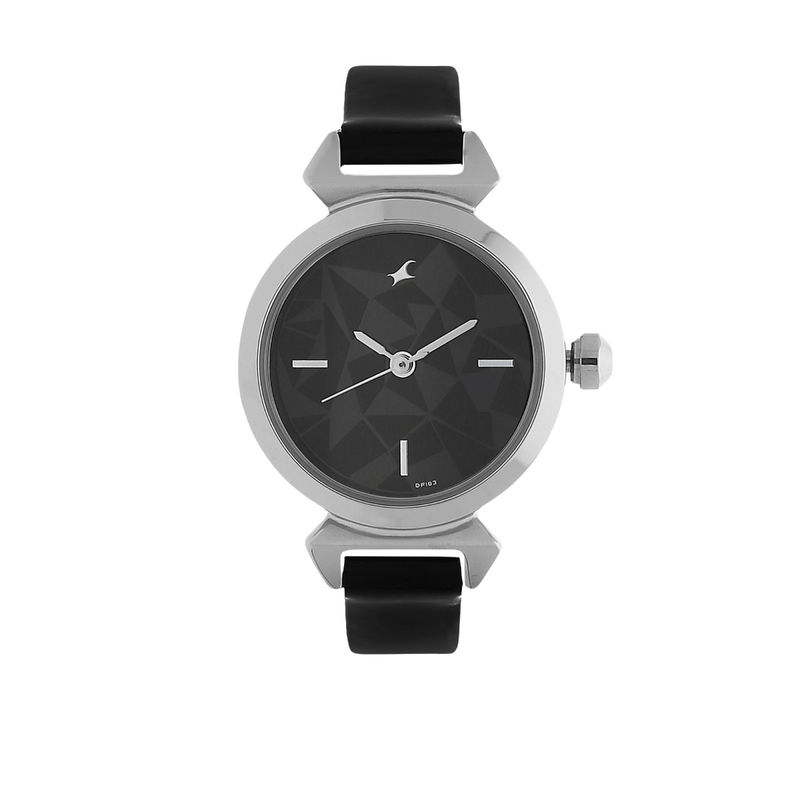 Buy Fastrack Grey Dial Black Leather Strap Watch Online