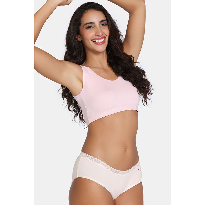 Buy Zivame Double Layered Non Wired Full Coverage Bralette - Barely Pink Online