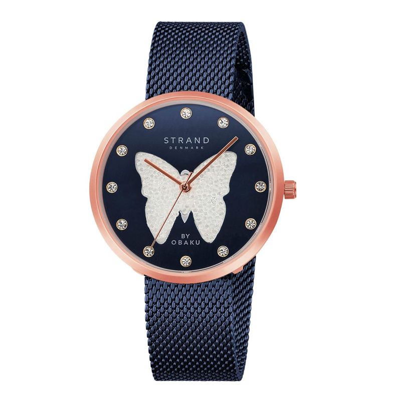 Buy Strand By Obaku Sparkling Butterfly Blue Dial Quartz Watch For ...
