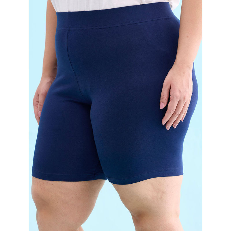 Buy Go Colors Women's Solid Navy Blue Cycling Shorts Online