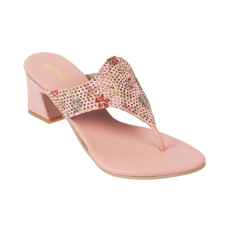 Buy Metro Womens Peach Synthetic Heels Online