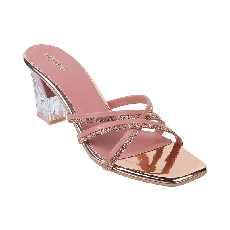 Buy Metro Womens Peach Beaded Heels Online