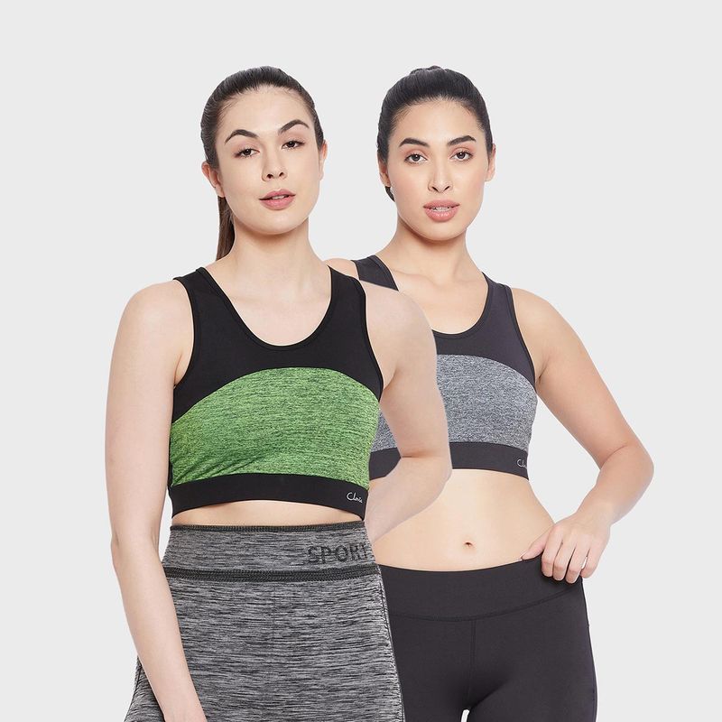 Buy Clovia Medium Impact Padded Non-wired Sports Bra Multi-Color (Pack ...