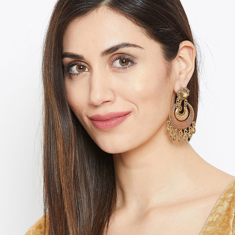 Buy PANASH Gold-plated Red Classic Drop Earrings Online Buy PANASH Gold-plated Red Classic Drop Earrings Online