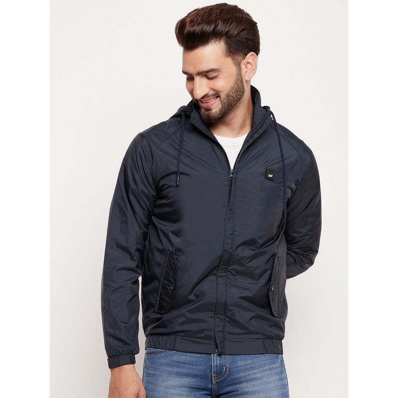 Buy SPIRIT Mens Navy Blue Solid Jacket Online