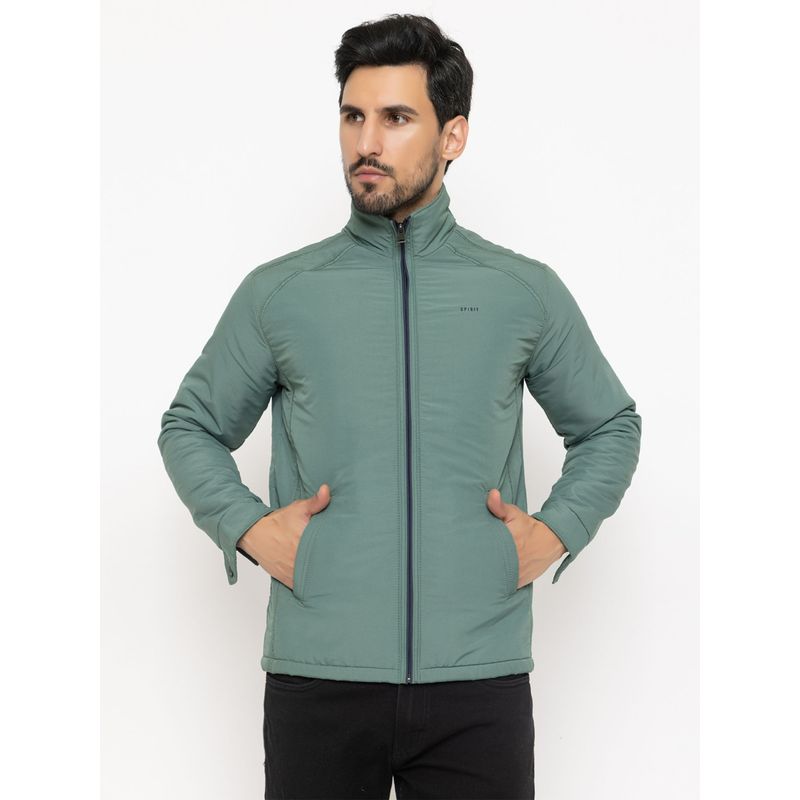 Buy SPIRIT Mens Teal Green Solid Jacket Online