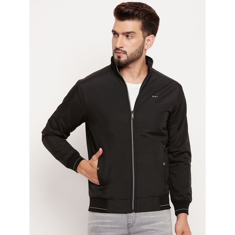 Buy SPIRIT Mens Black Solid Jacket Online