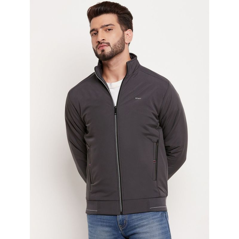 Buy SPIRIT Mens Dark Grey Solid Jacket Online