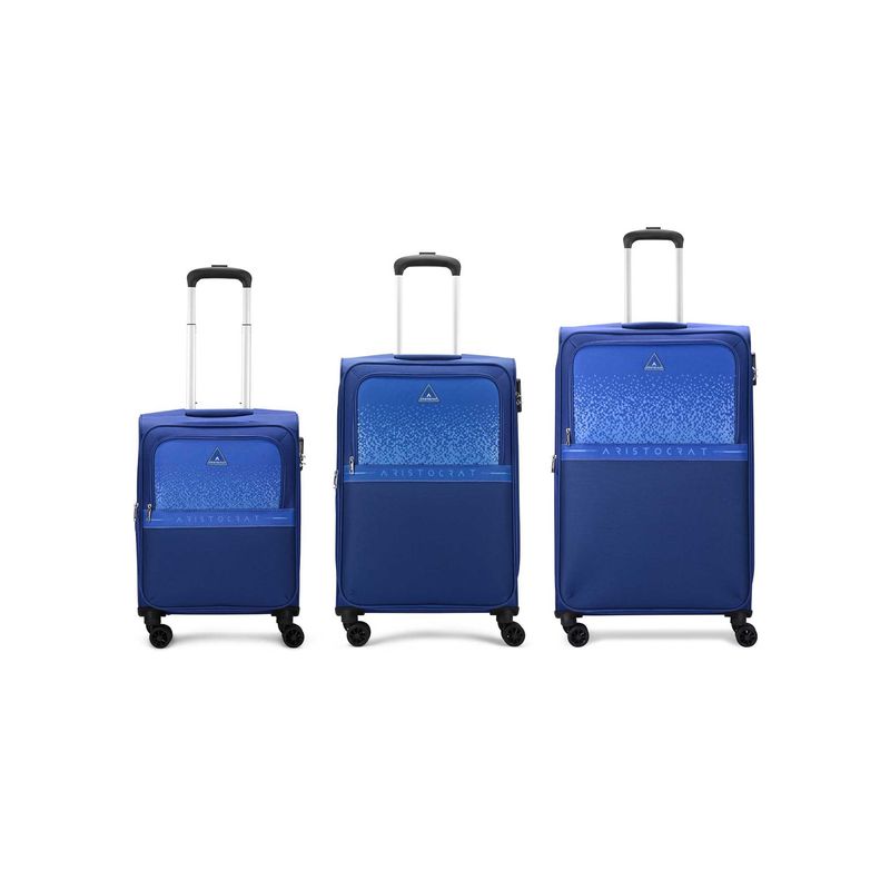 Buy Aristocrat Drift Blue Combination Lock Soft Trolley Bags (Set of 3 ...