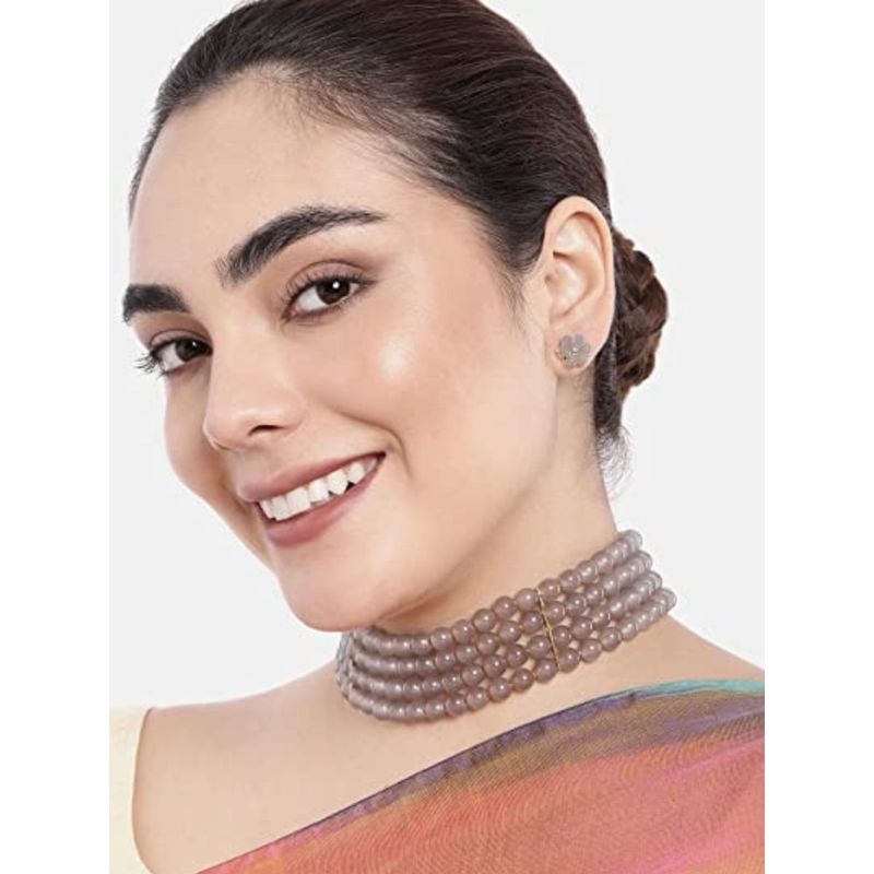 Buy I Jewels Gold Plated Traditional Pearl Stylish Moti Choker Necklace ...