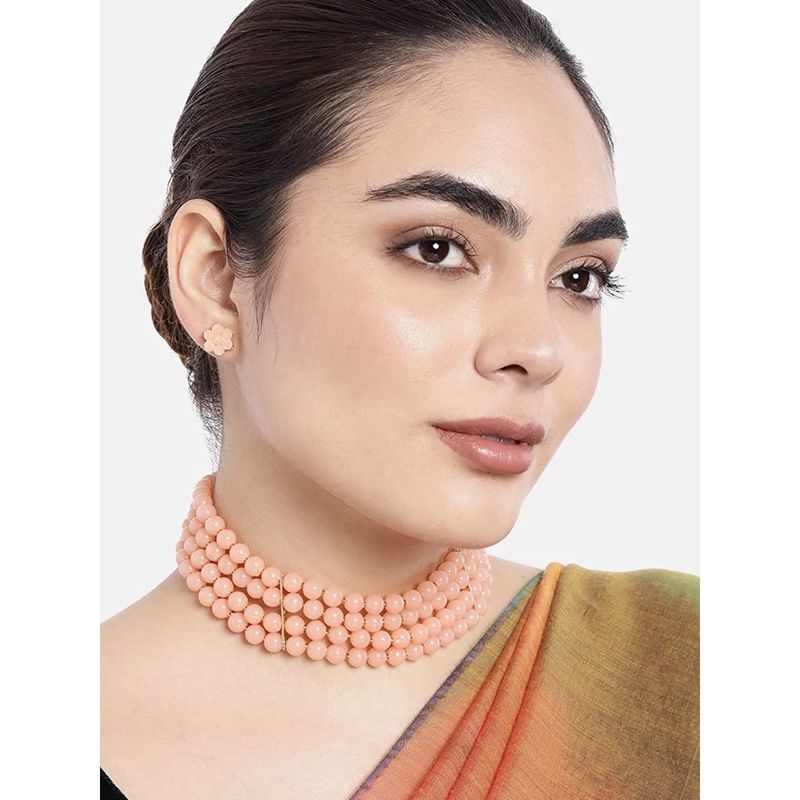 Buy I Jewels Gold Plated Traditional Pearl Stylish Moti Choker Necklace ...