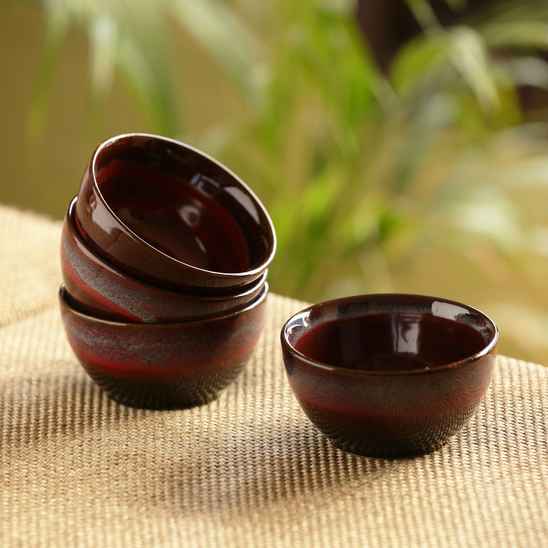ExclusiveLane Crimson Shields' Studio Pottery Ceramic Dining Bowls Set ...