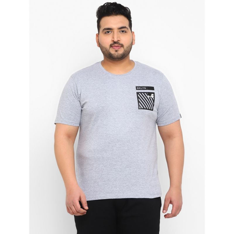 Buy Urbano Plus Men Grey Printed Regular Fit Cotton T-Shirt Online